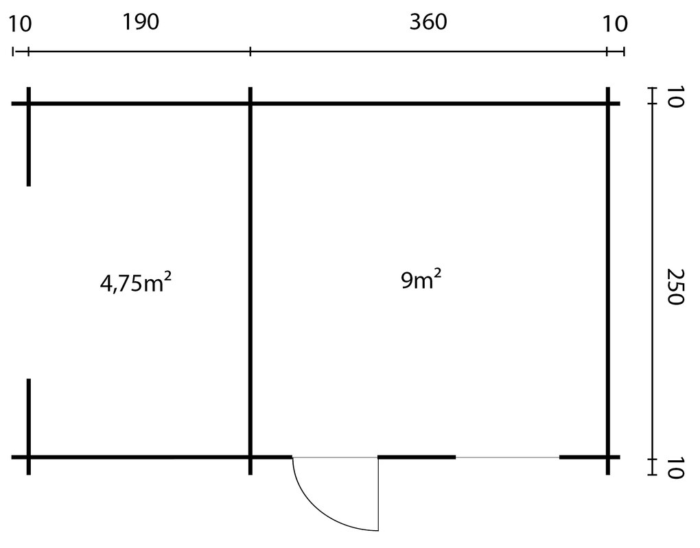 Domek Sabina 570x270cm, 2m přístřešek, 28mm