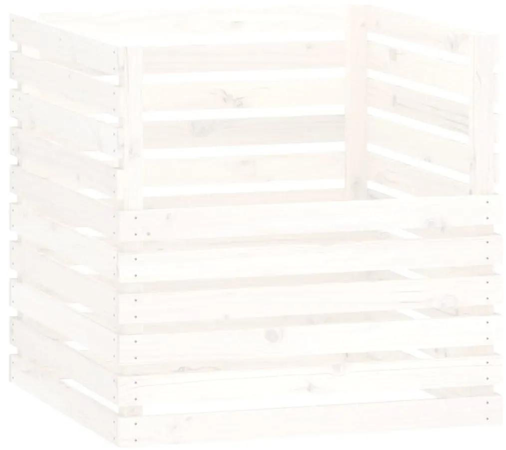 Kompostér bílý 80 x 80 x 78 cm masivní borové dřevo,  822188