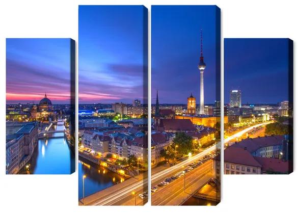 Vícedílný obraz Berlínské Panorama Při Západu Slunce Nedostatek Nedostatek Přírodní plátno 160x120