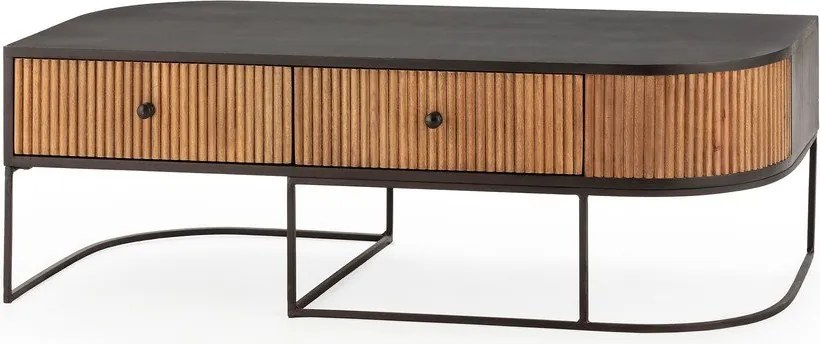 Konferenční stolek z mangového dřeva v přírodní barvě 60x120 cm Curve – MOME
