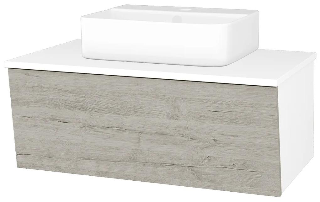 Dřevojas Koupelnová skříň INVENCE SZZ 80 (umyvadlo Joy 3) Varianta: L01 Bílá vysoký lesk / D16 Beton tmavý