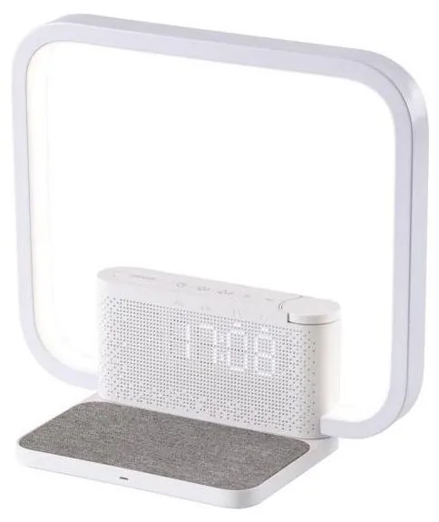 Immax 08994L - LED Stmívatelná stolní lampa s budíkem a nabíjením 18W/230V bílá 08994L