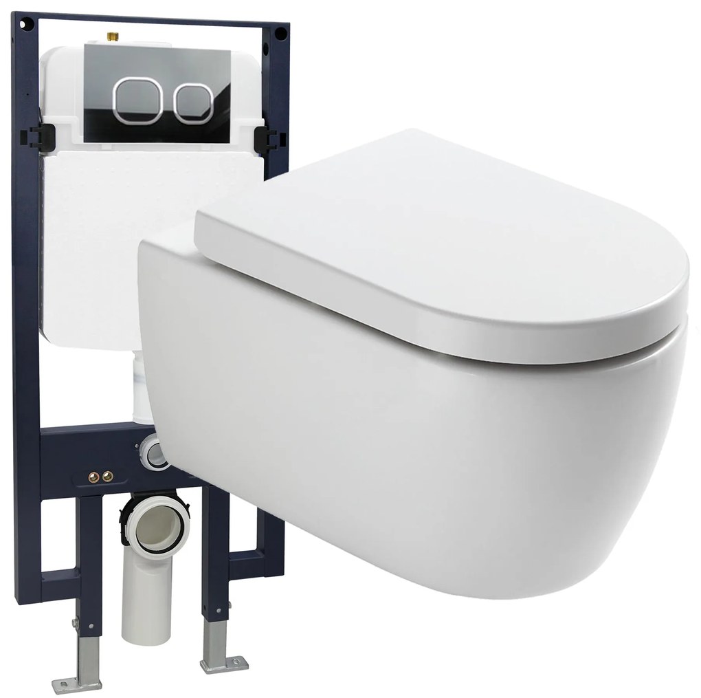 WC Set 22: WC NT2039 BíláPředstěnový instalační systém G3008 se splachovacím panelem - WC sedátko Soft-Close