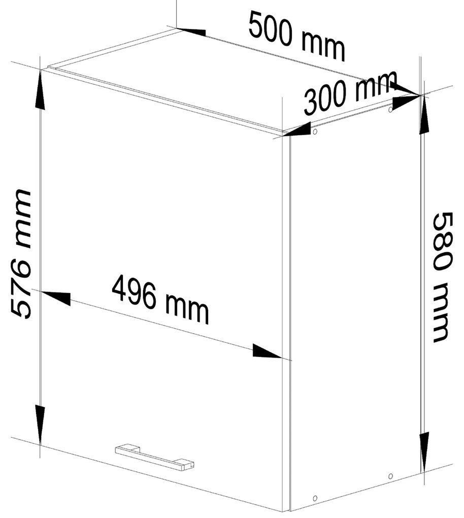 Závěsná kuchyňská skříňka OLIVIE 50x58 cm matná bílá/matná grafitově šedá