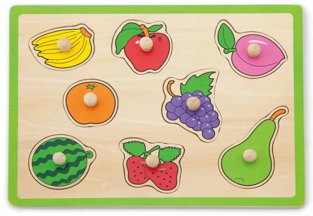 Dětské dřevěné puzzle s úchyty Viga Ovoce