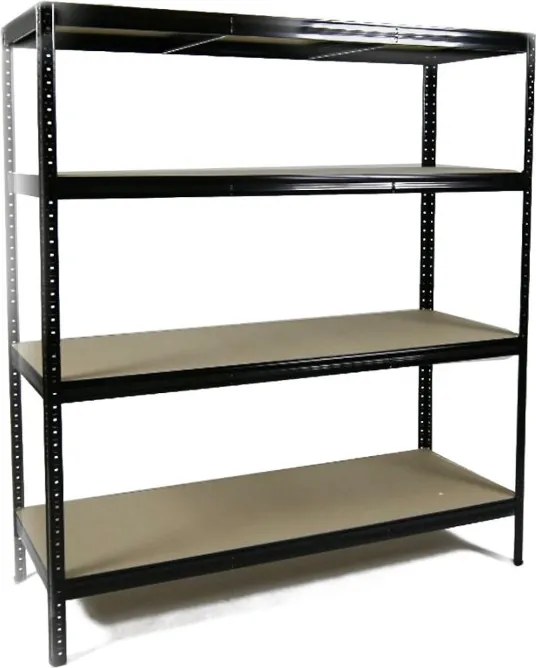 Fistar Regál 180x160x60 cm kovový lakovaný 4-policový, nosnost 400 kg - ČERNÝ