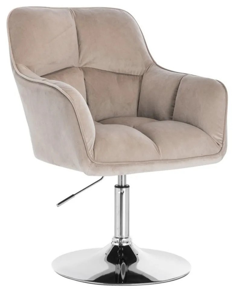 LuxuryForm DESIGN Otočné křeslo AMALFI VELUR na stříbrném talíři - latte