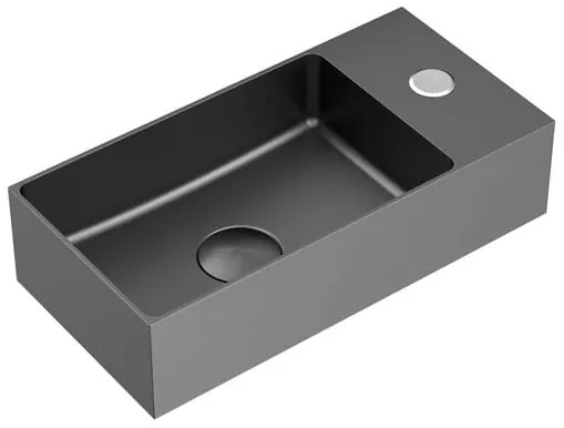 Závěsné umývátko v barvě gun metal SAT Aurum 36x18 cm bez přepadu SATAUR3618BGM