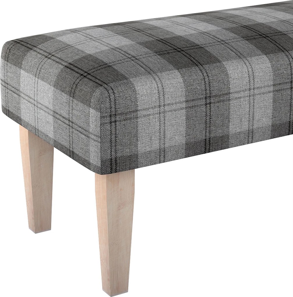Dlouhá lavička 100x40cm barva šedá látka pletený vzor, vzorované