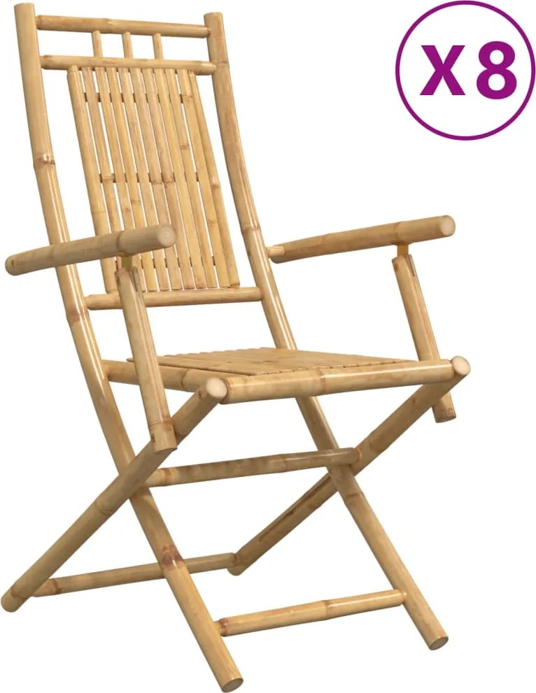Skládací židle 8 ks 53x66x99 cm bambus 3278516