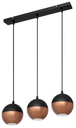 LED Lustr na lanku MIDWAY 3xGU10/4,8W/230V černá/měděná