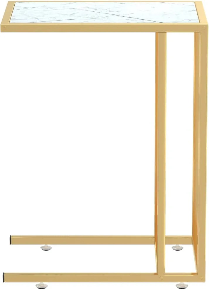 Stolek na notebook bílý mramor 50 x 35 x 65 cm tvrzené sklo 331648