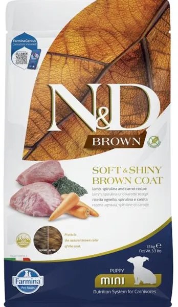 N&D BROWN Dog GF Lamb, Spirulina & Carrot Puppy Mini 1,5 kg
