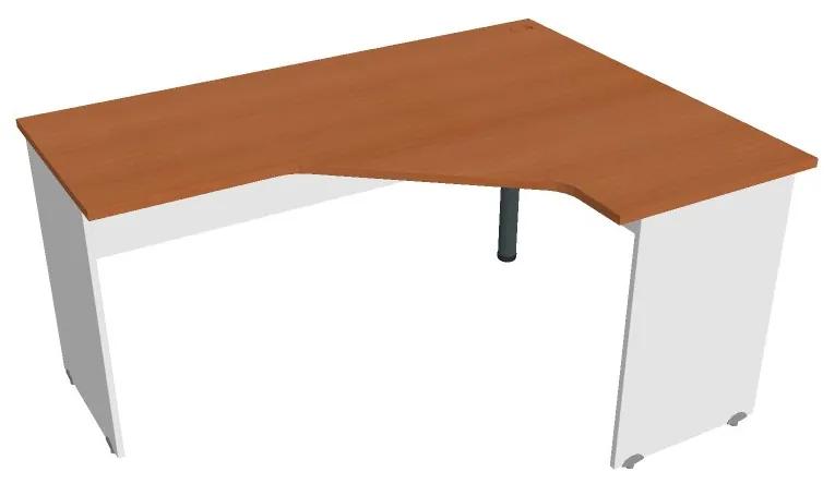 Stůl ergo levý 160*120 cm - Hobis Gate GEV 60 L Dekor stolové desky: třešeň, Dekor lamino podnože: bílá, Barva nohy: černá