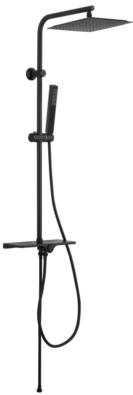 Invena Svart Basic, sprchový sloup s dešťovou a ruční hlavicí, černá matná, INV-AU-85-D04-X