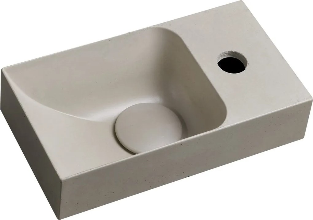 Sapho Sapho, PICCOLINO betonové umyvadlo 30,8x17cm, baterie vpravo, písková, PK30514