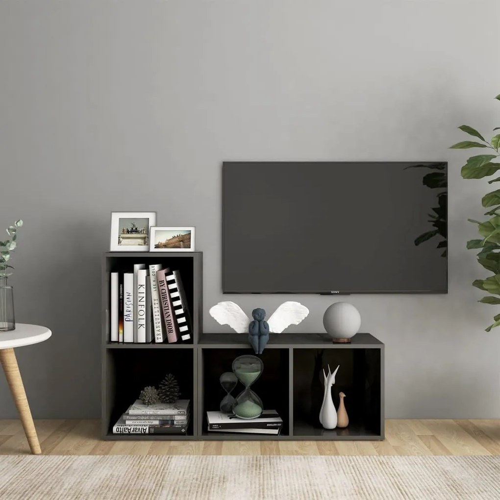 vidaXL Marketos TV skříňky 2 ks šedé vysoký lesk 72x35x36,5 cm kompozitní dřevo