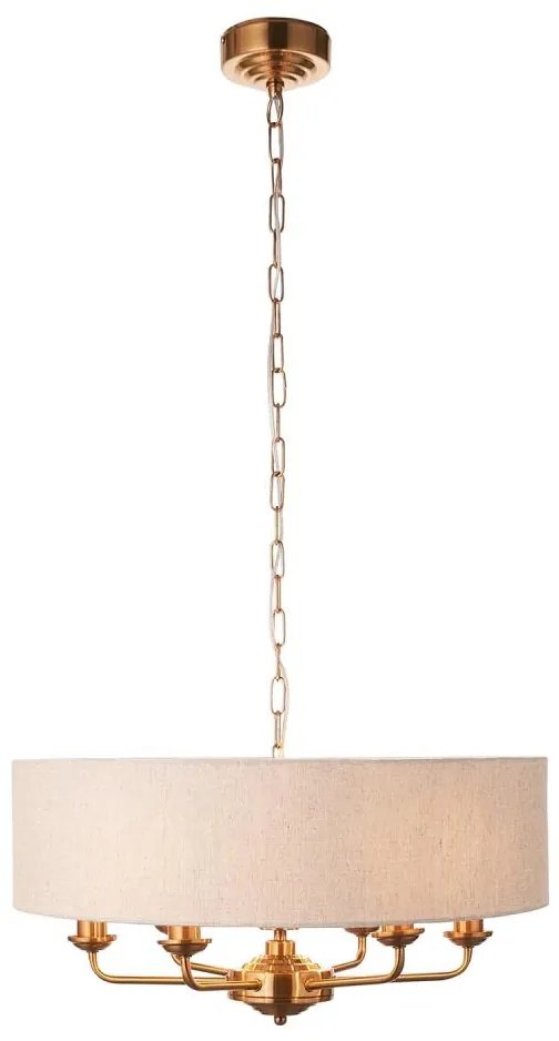 Endon 110722 - Lustr na řetězu HIGHCLERE 6xE14/40W/230V béžová/mosaz pr. 55 cm 110722