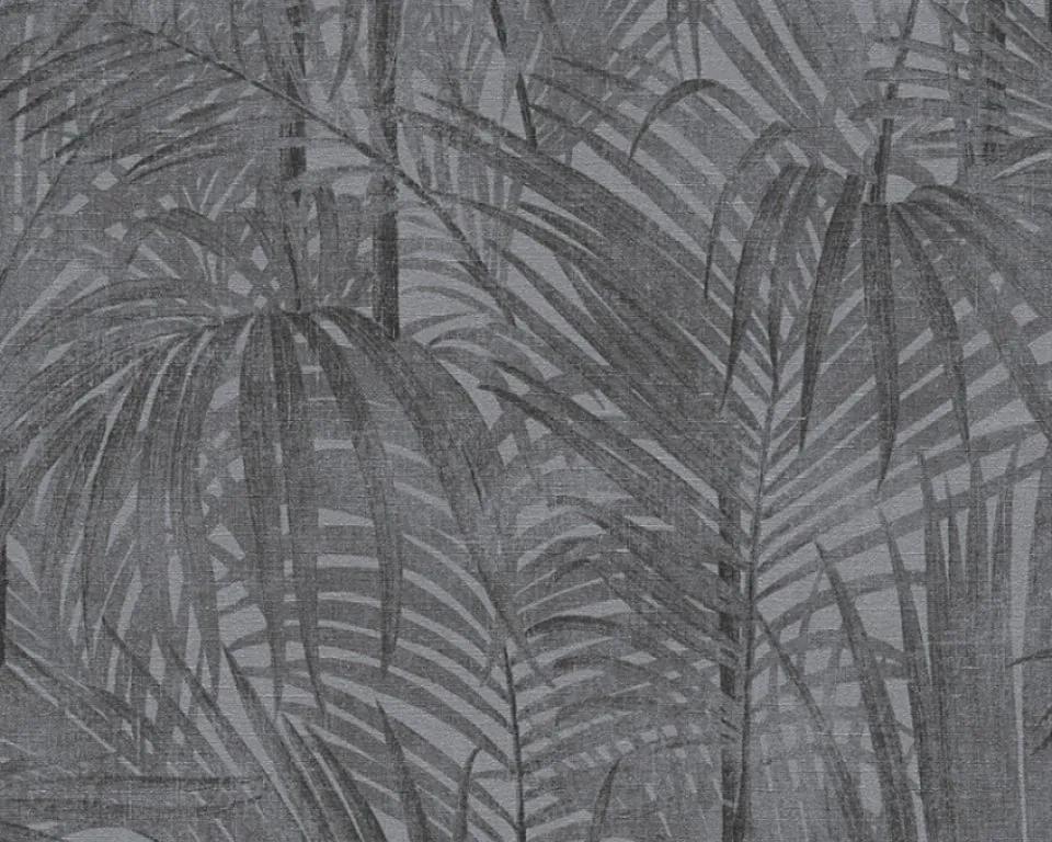Vliesová tapeta 33606-1 šedočerný palmový list / Tapety na zeď 336061 Secret Garden (0,53 x 10,05 m) A.S.Création