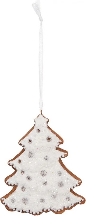 Závěsná dekorace zasněžený perníkový stromeček Frosted Ginger - 9*1*10 cm