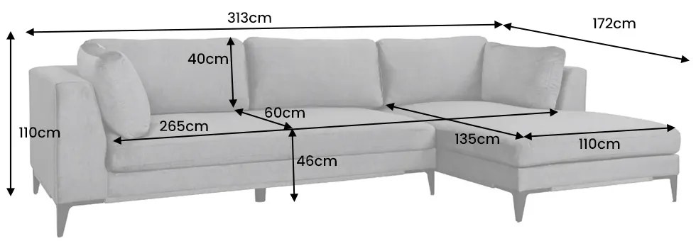 Massive home | Rohová pohovka SIGNUM 315cm 3místná - béžová