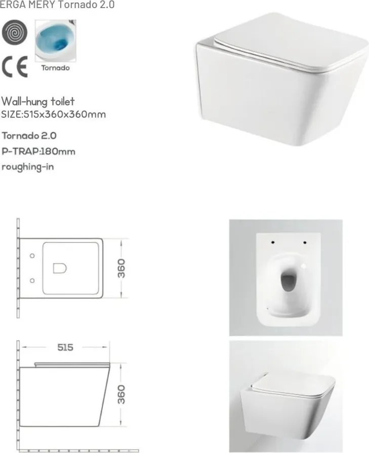 Závěsný set GEBERIT Duofix Basic+ WC mísa Erga Mery+ 51x36 cm + WC sedátko + splachovací tlačítko, bílá, GEBERIT-MERY-TO2-WH-SET1