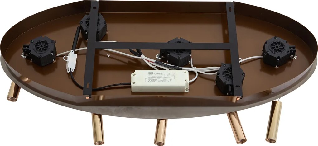 Designové závěsné svítidlo růžové zlato s jantarovým sklem vč. LED, 3-stupňově stmívatelné, 5-světelné Easylift - Fiera