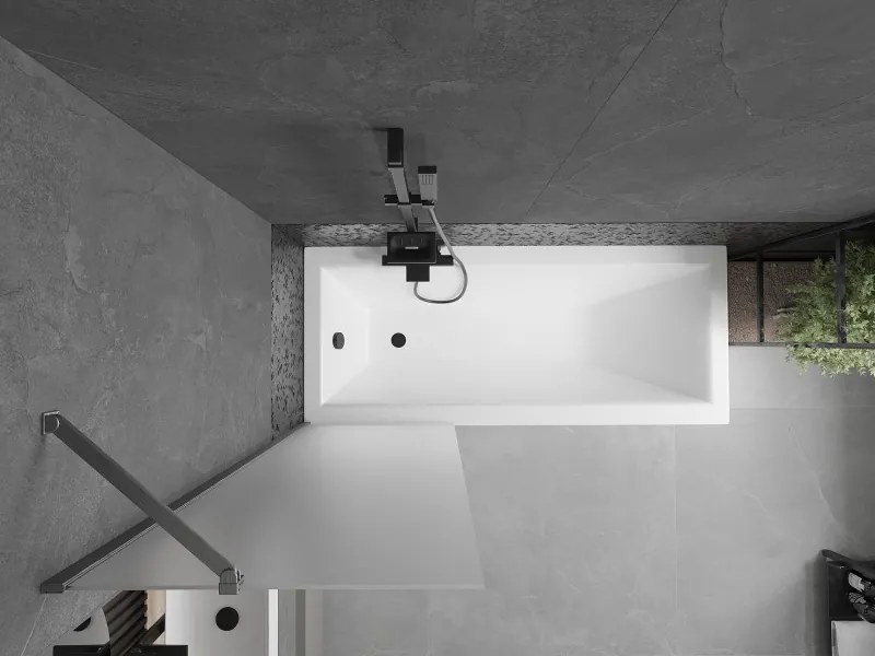 Mexen Next, 1-křídlová vanová zástěna 60 x 150 cm, 6mm sklo námraza, broušená grafitová, 895-060-000-00-30-66