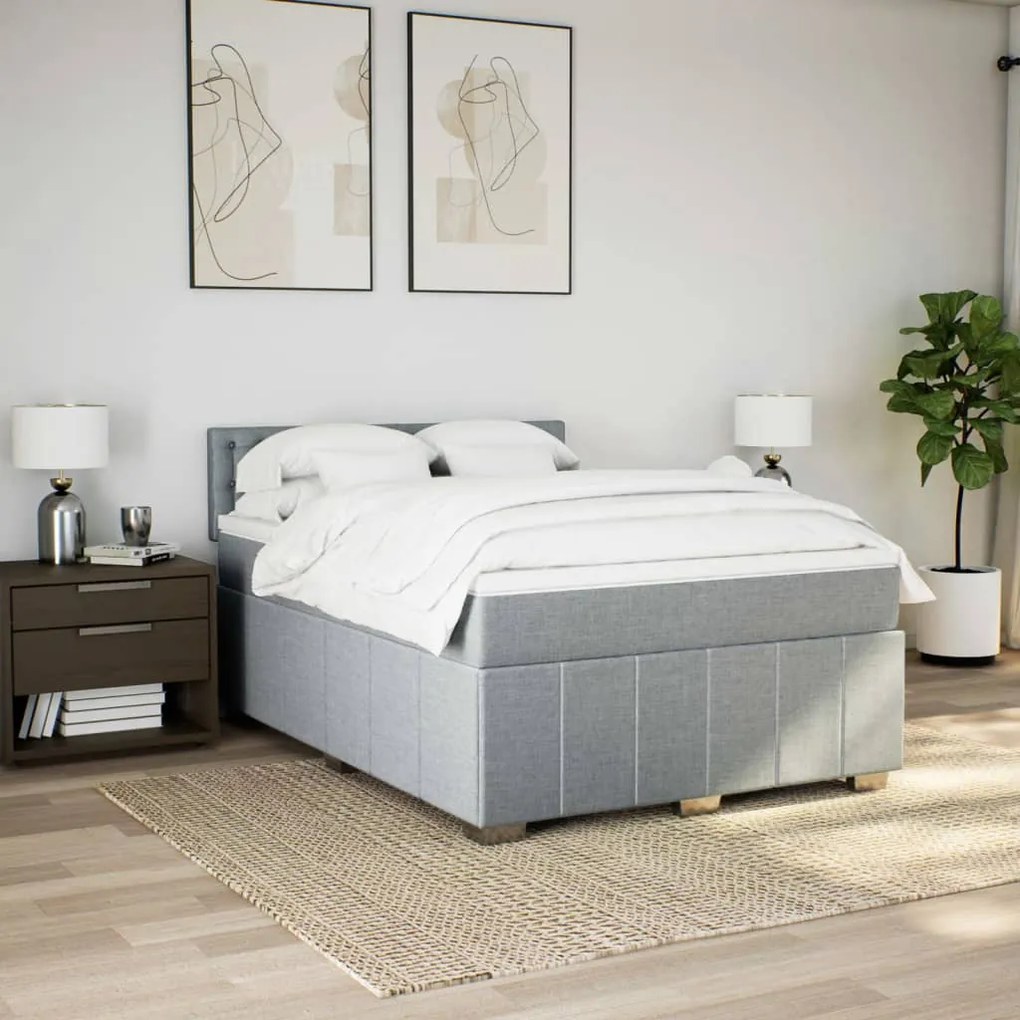Box spring postel s matrací světle šedá 140 x 190 cm textil 3287077