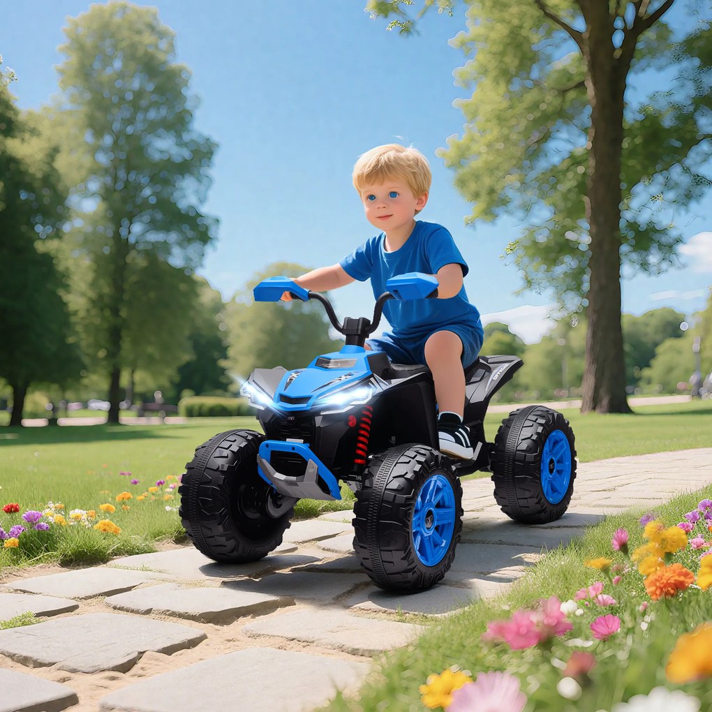 AIYAPLAY Dětský elektro quad, 24V elektrické vozidlo se 4 koly, světlomet, USB port, MP3 funkce, 6,5 km/h, 3-8 let 370-412V90BU