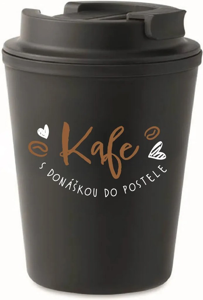 KAFE S DONÁŠKOU DO POSTELE - černý termohrnek 300 ml