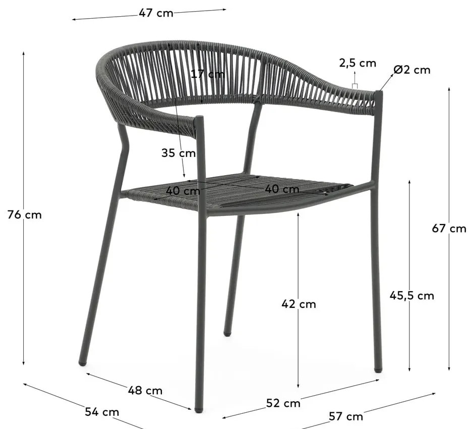 Šedé jídelní židle z umělého ratanu v sadě 4 ks Futadera – Kave Home