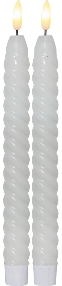 Sada 2 bílých voskových LED svíček Star Trading Flamme Swirl Antique, výška 25 cm