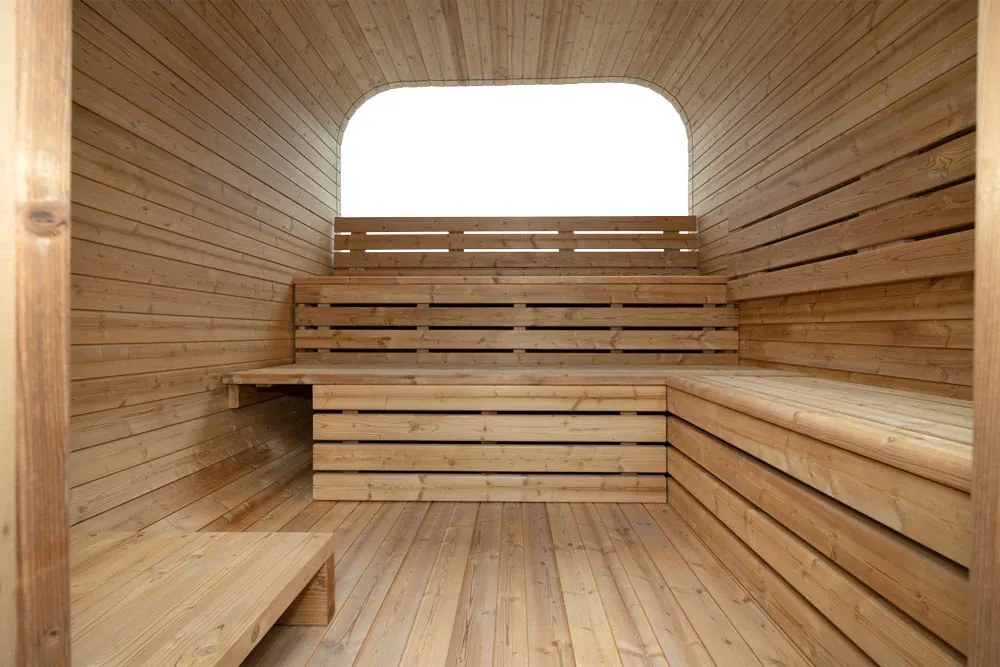 M-SPA - Zahradní sauna čtvercová 240 cm x Ø 210 cm
