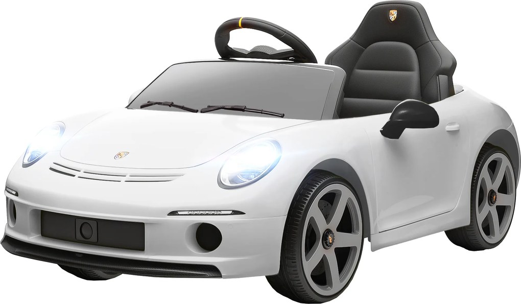 AIYAPLAY dětské auto 3-5 let s oficiální licencí RUF GT, dálkové ovládání, bezpečnostní pás a hudba, bílé