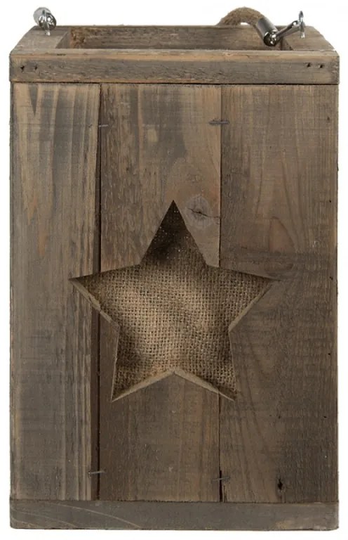 Dřevěná retro lucerna s hvězdou Star – 19x19x28 cm