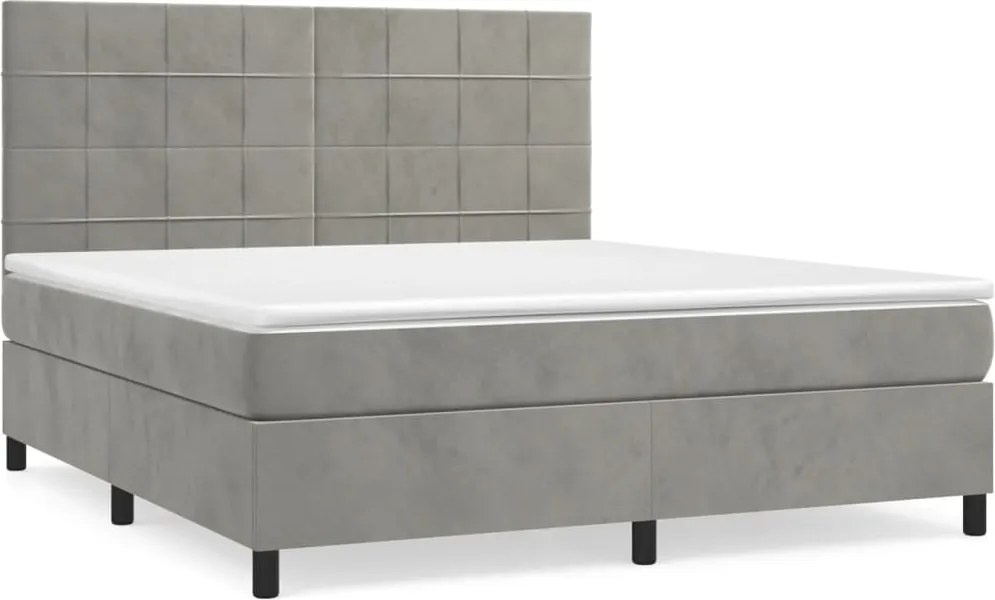 Box spring postel s matrací světle šedá 160x200 cm samet 3143031