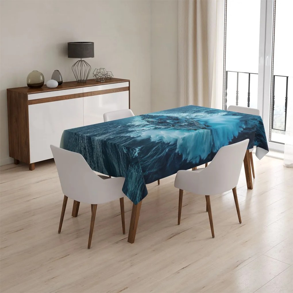 Sablio Ubrus Válečná loď prorážející oceán - 90x90 cm