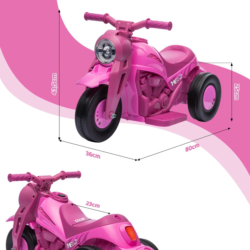 Dětská elektrická motorka AIYAPLAY, 3 kola, 6V, 3 km/h, elektrické bublinkové auto pro děti se světelnými a zvukovými efekty, věk 2-5 let, max. zátěž…