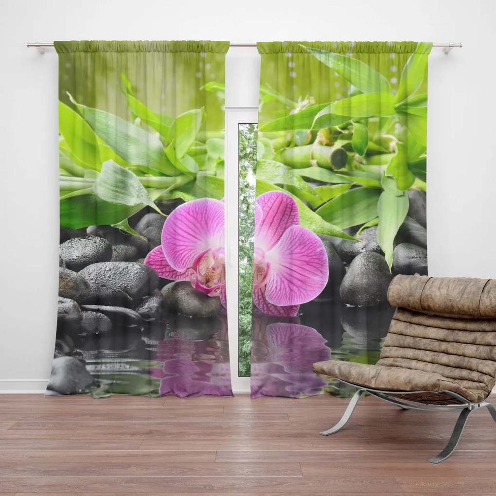 Sablio Závěs Růžová orchidej: 2ks 140x250cm