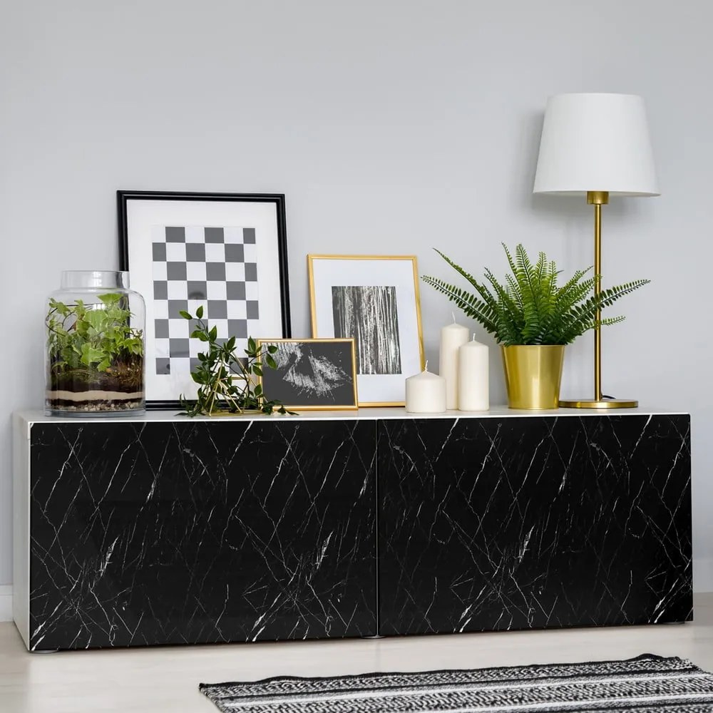 Samolepka na nábytek 200x60 cm Black and White Marble – Ambiance