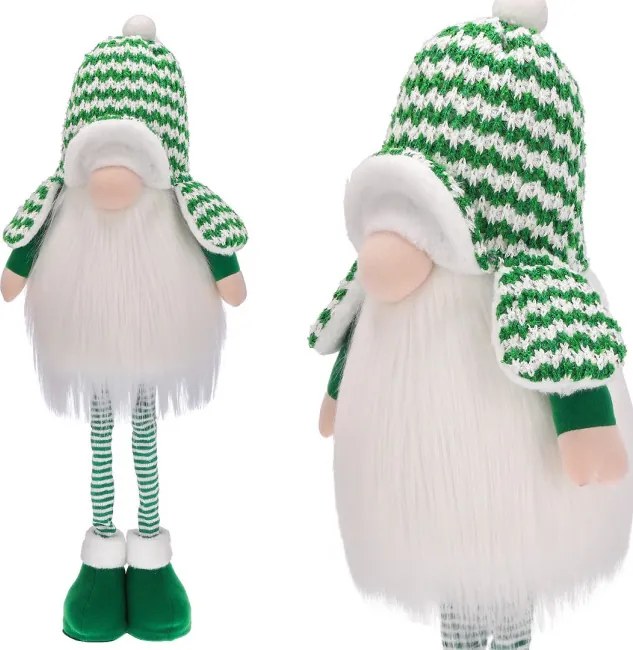 Vánoční dekorace skřítek bílá / zelená 87 cm
