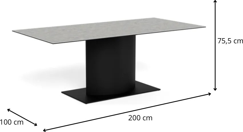 Jídelní stůl Marbella 200 cm šedý mramor/černý