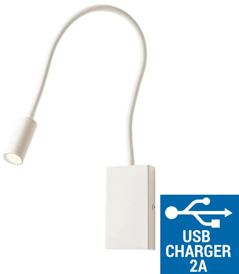 Světla a lustry REDO GROUP Čtecí LED lampička k posteli Redo WALLIE/USB port