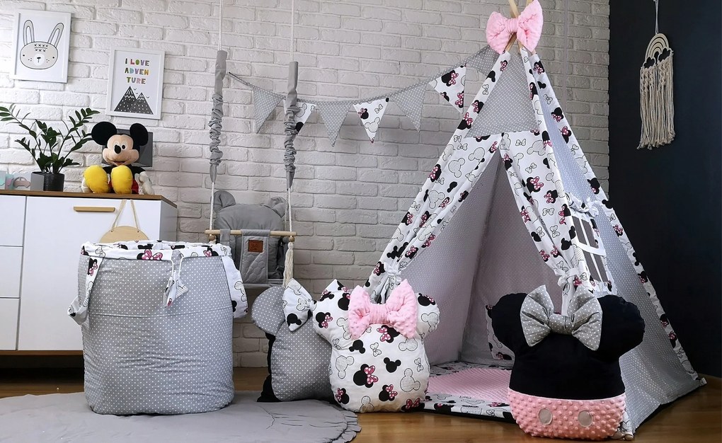 Dětský stan TEEPEE (TÝPÍ) EXCLUSIVE s doplňky - MYŠKA MINNIE - růžový