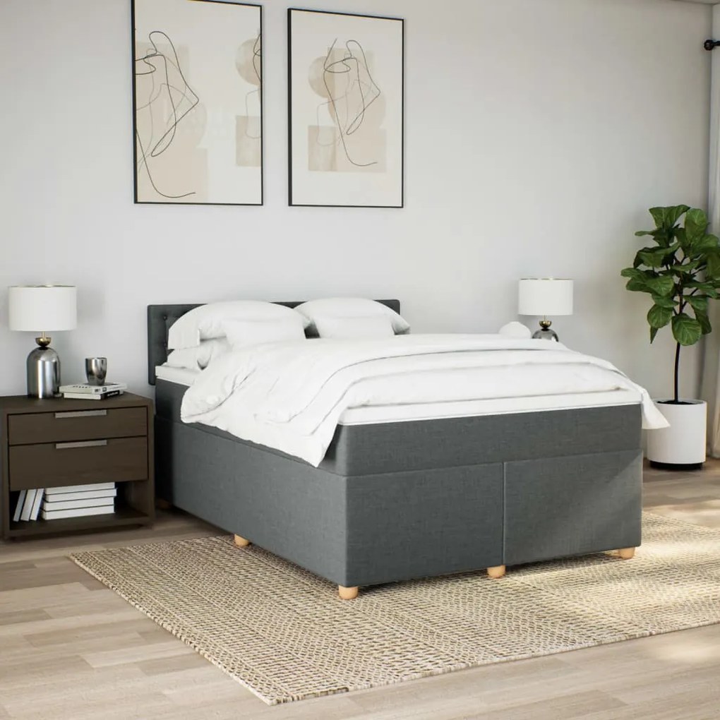 Box spring postel s matrací tmavě šedá 160x200 cm textil 3286746