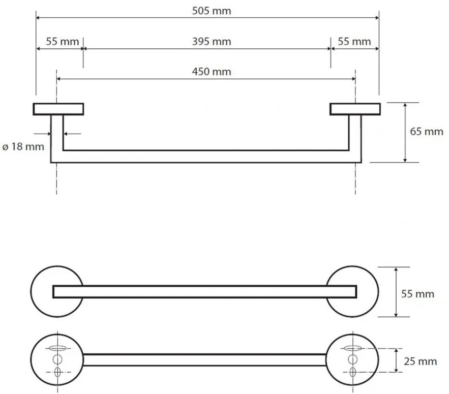 HOPA Držák na ručníky, 505×55×65 mm Barva - Nerez KDBE104204125