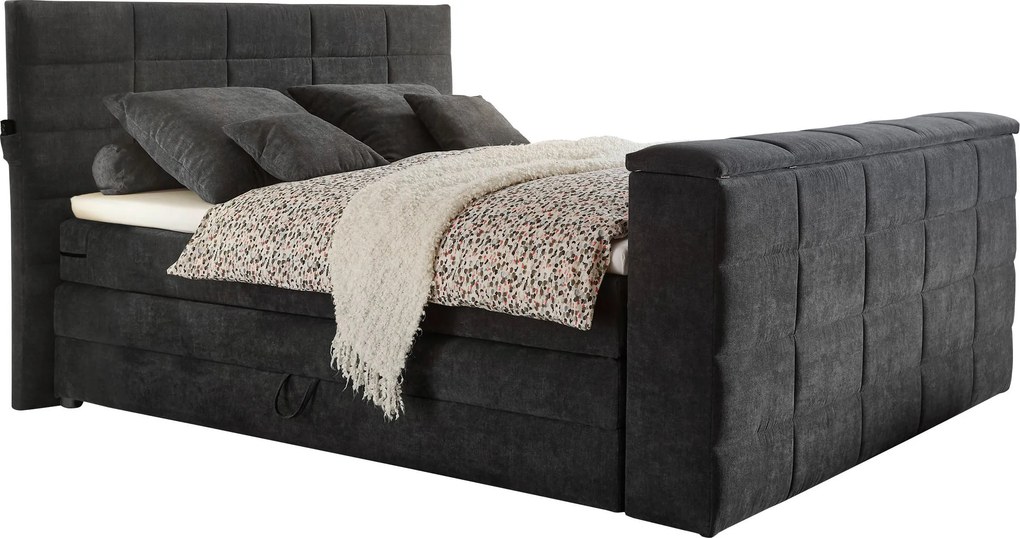 XXXLutz POSTEL BOXSPRING, 180/200 cm, antracitová Carryhome - Postele s úložným prostorem - 002220044501