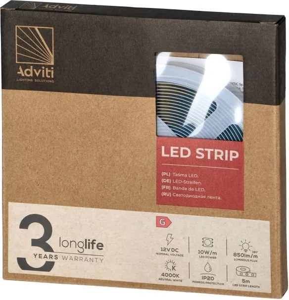 LED pásek COB 12V Orno AD-TL-6495L4, 5m 50W 4250lm 4000K IP20
