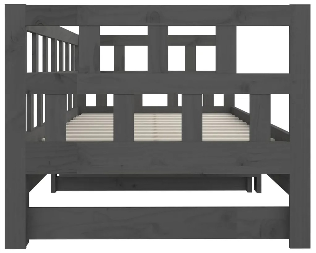 Výsuvná postel šedá masivní borovice 2x (90 x 190) cm - Default Title
